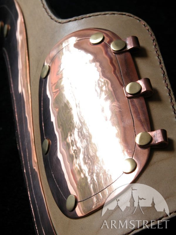Handmade exclusive Greek style bracers with copper plates. Disponible ...